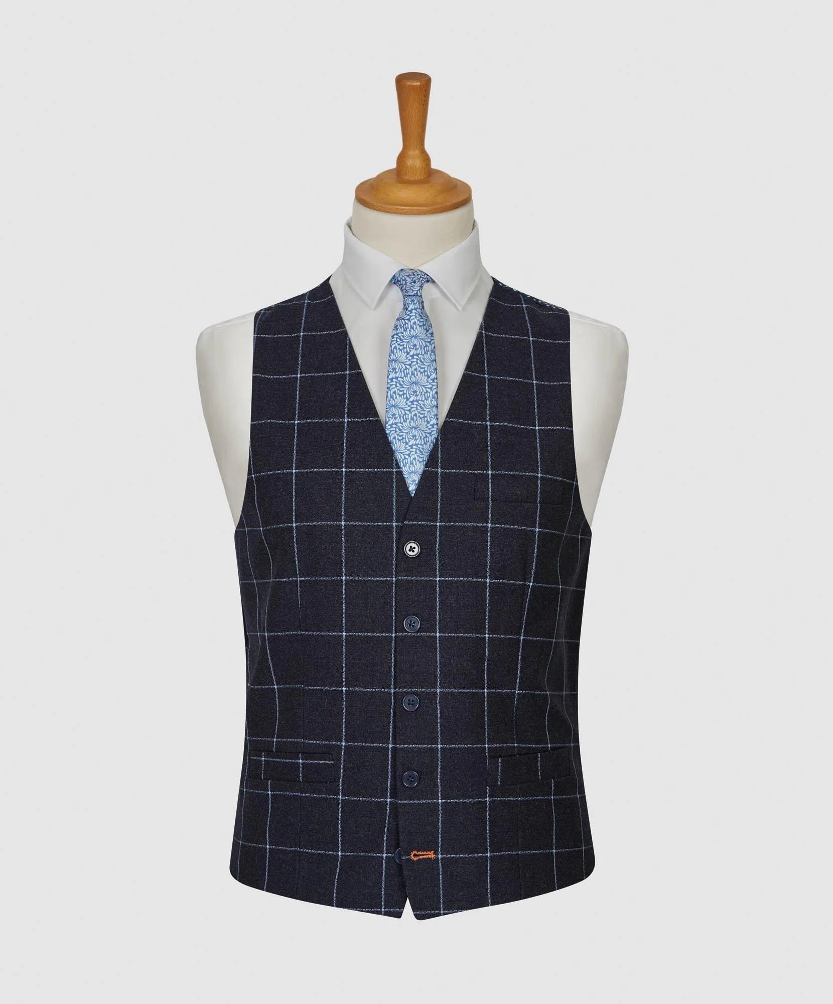 Bold check waistcoat navy – MJ's Menswear Derry