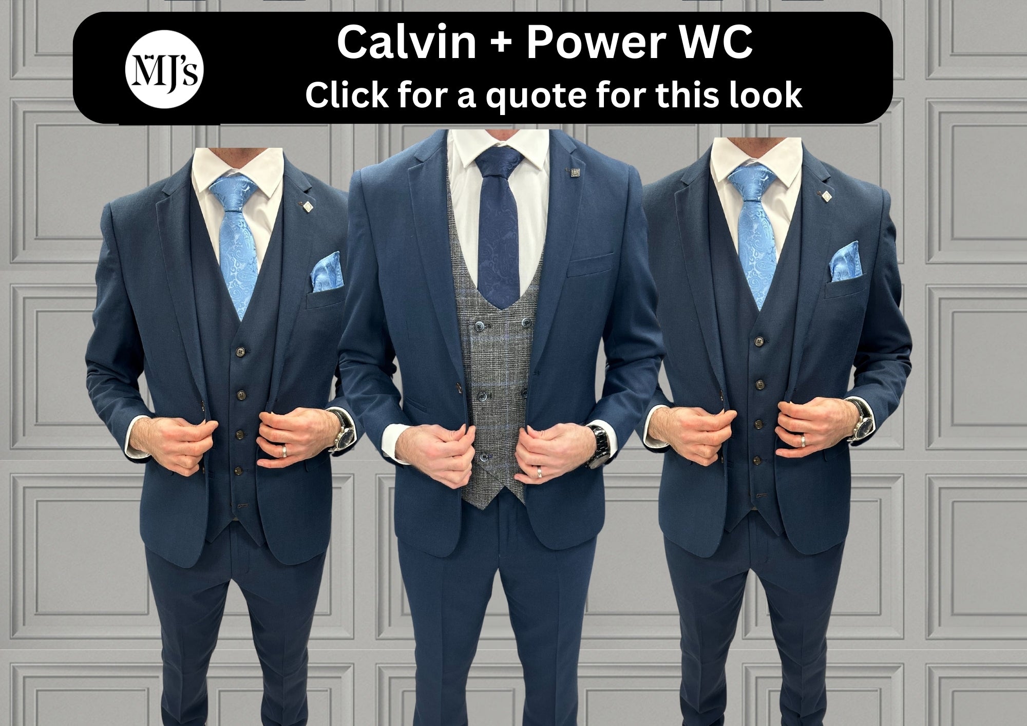 Calvin with Power + Calvin Navy Hire Wedding Quotation – MJ's Menswear ...