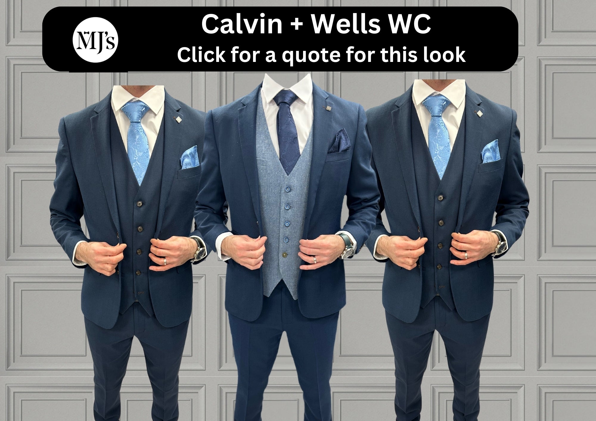 Calvin with Wells + Calvin Navy Hire Wedding Quotation – MJ's Menswear ...