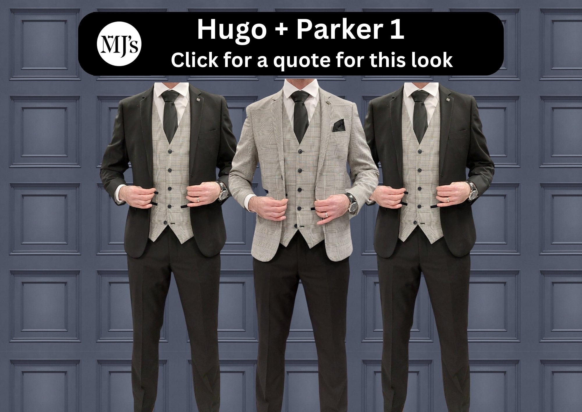 Hugo Grey + Parker Black Wedding Quotation 1 – MJ's Menswear Derry