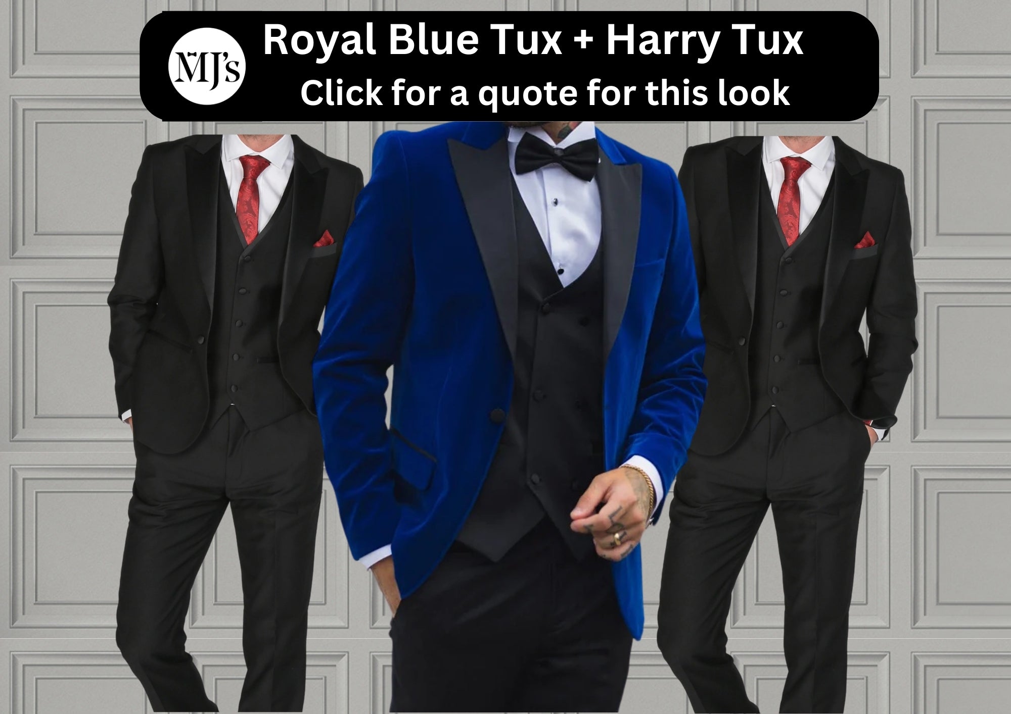 Royal Blue Velvet Tux + Harry Tux Wedding Quotation – MJ's Menswear Derry